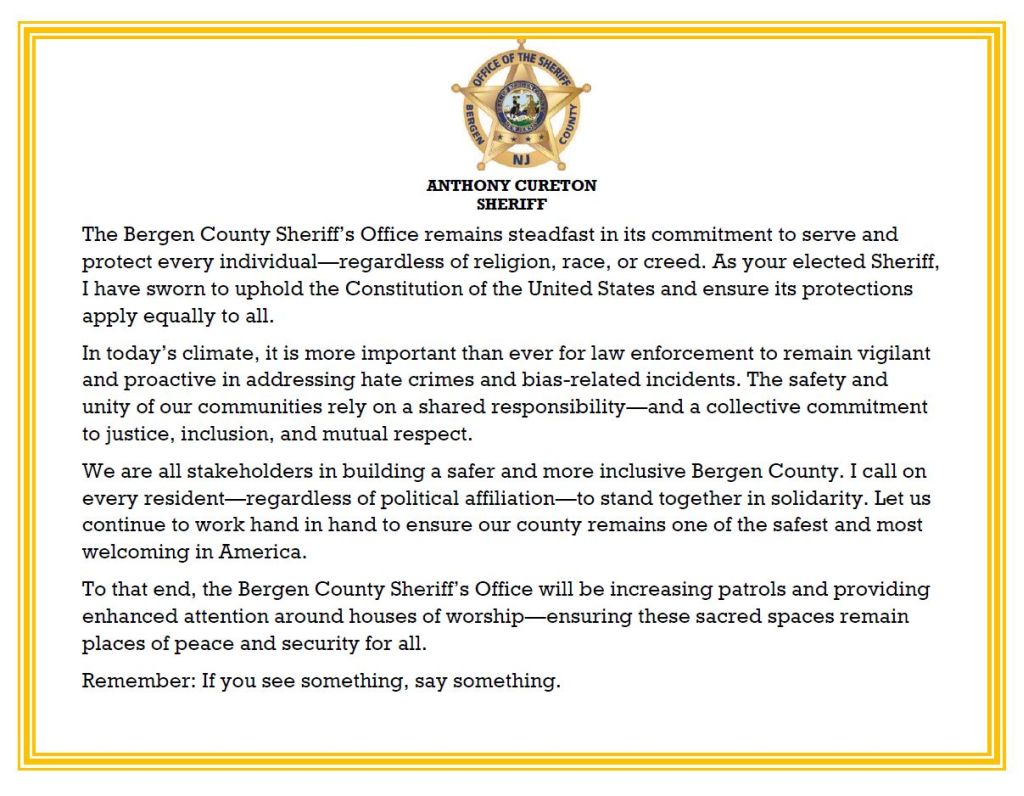 Sheriff Anthony Cureton | Bergen County Sheriff's Office
